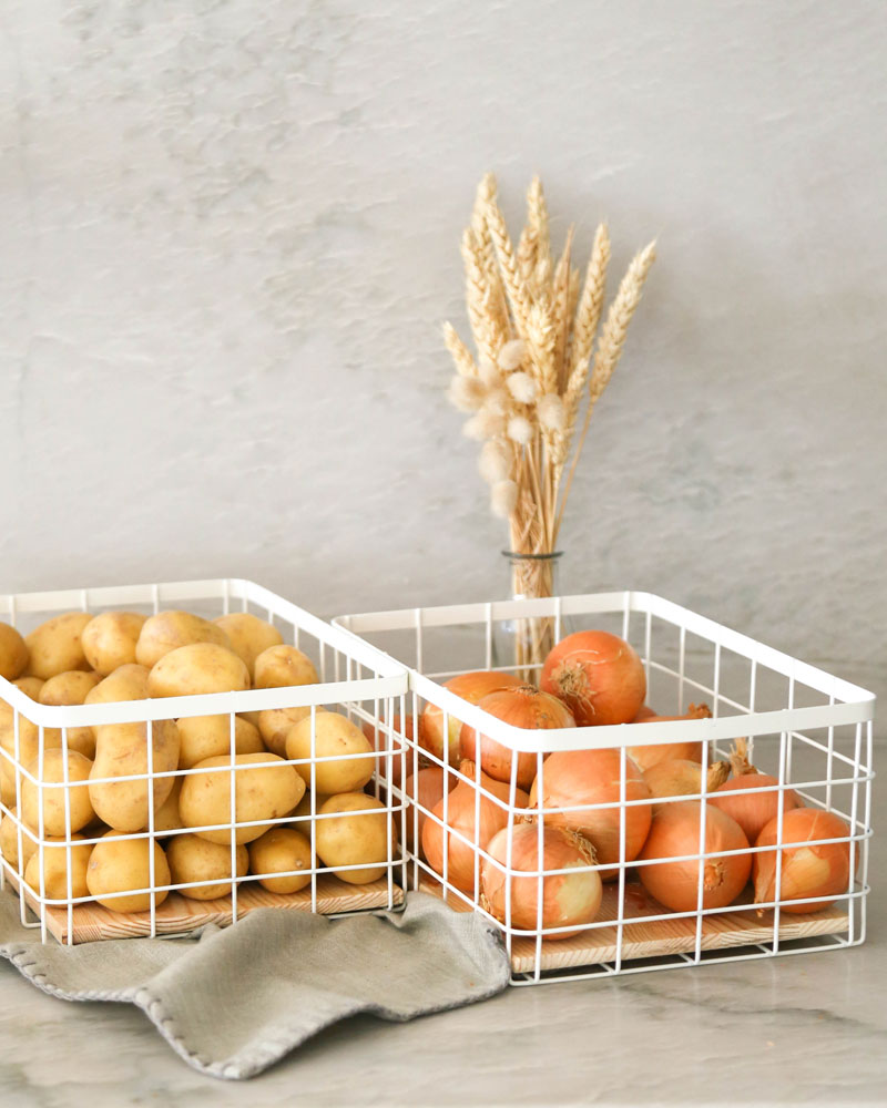 Basket with Wooden Tray Set | The Home Label
